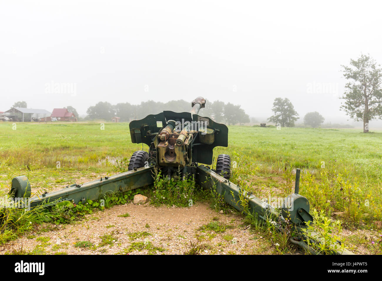 World war two soviet military cannon on position Stock Photo - Alamy