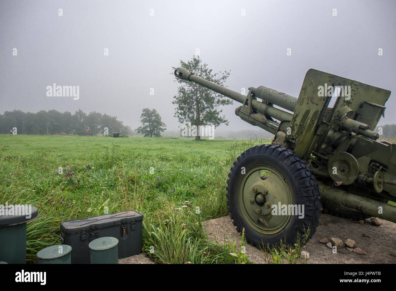 World war two soviet military cannon on position Stock Photo - Alamy