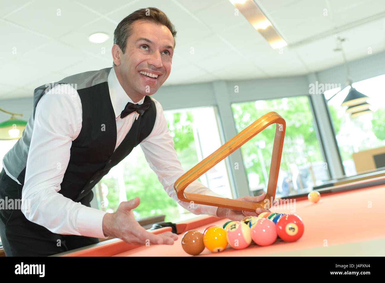 man playing billiards Stock Photo - Alamy