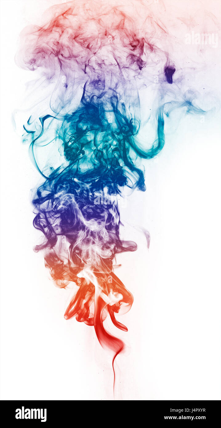Colorful fantasy smoke on white background close up Stock Photo - Alamy