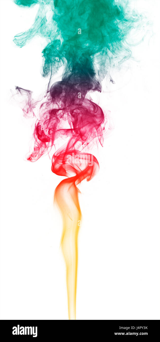 Colorful fantasy smoke on white background close up Stock Photo - Alamy