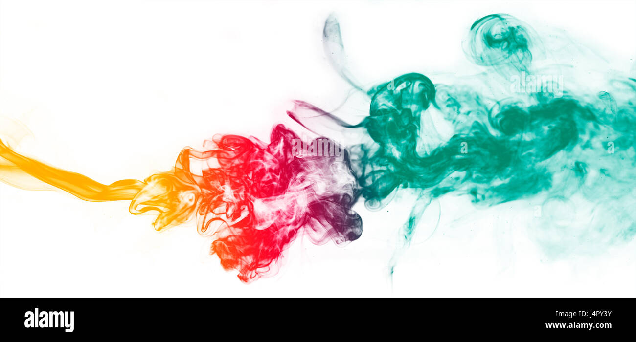 Colorful fantasy smoke on white background close up Stock Photo - Alamy