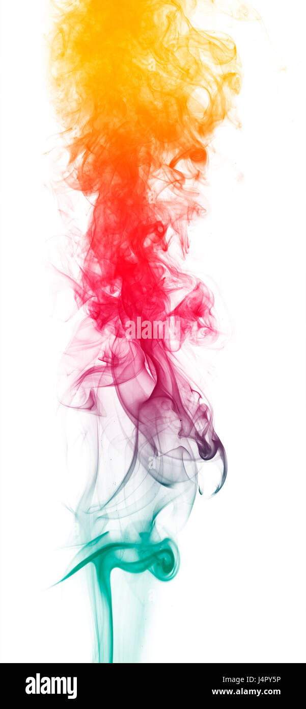 Colorful fantasy smoke on white background close up Stock Photo - Alamy