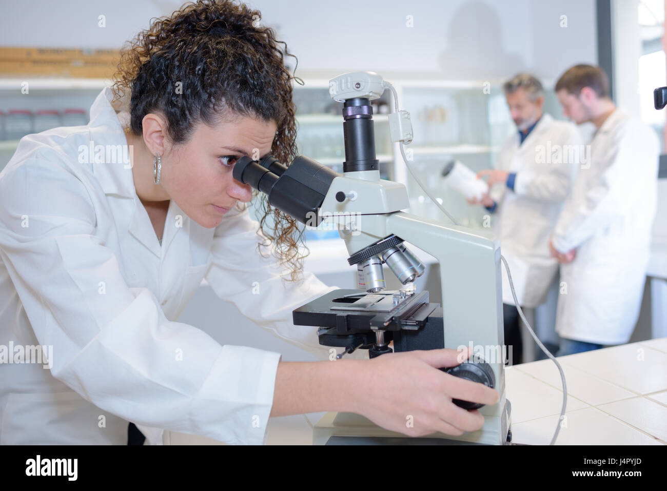 observation under the microscope Stock Photo - Alamy