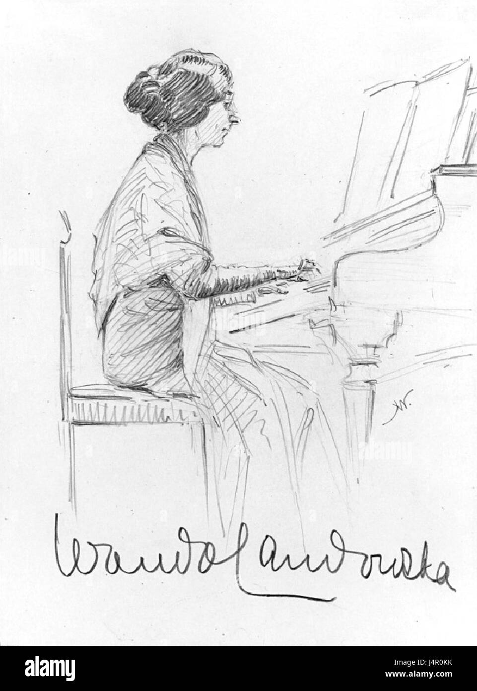 A portrait of the famous harpsichordist Wanda Landowska, painted by ...