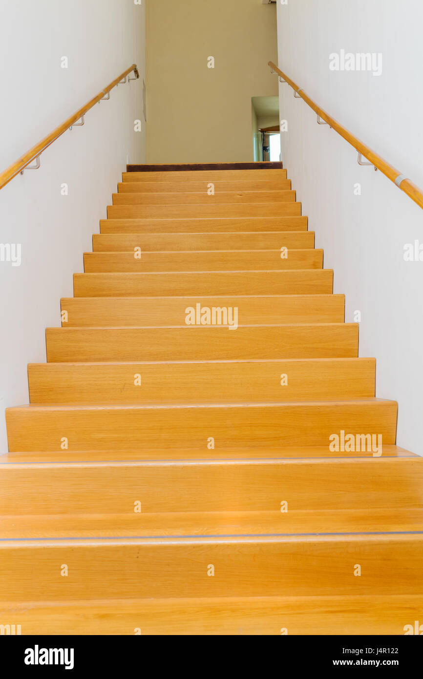 Wooden staircase interior view Stock Photo - Alamy