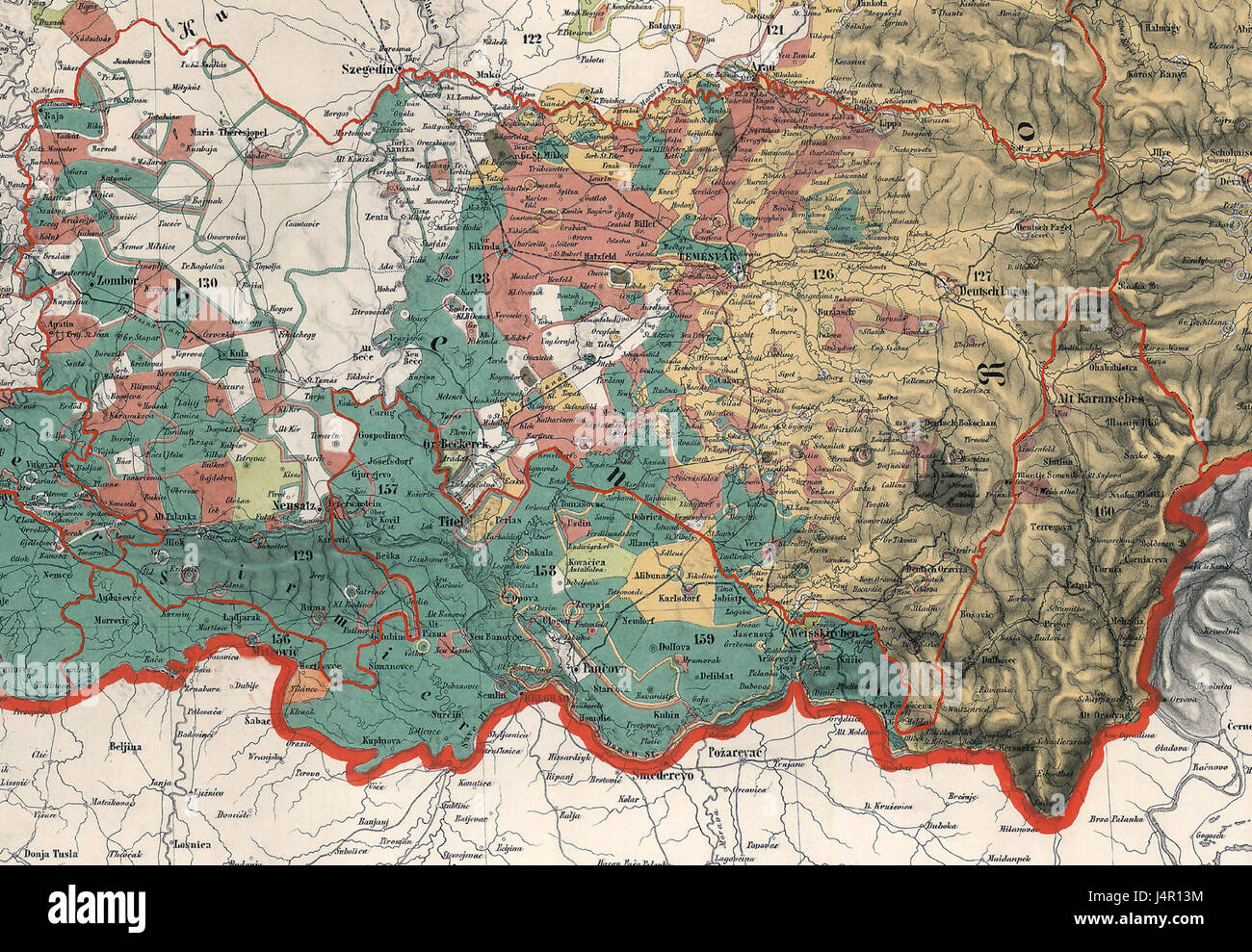 Voivodeship of serbia ethnic map 1855 Stock Photo - Alamy