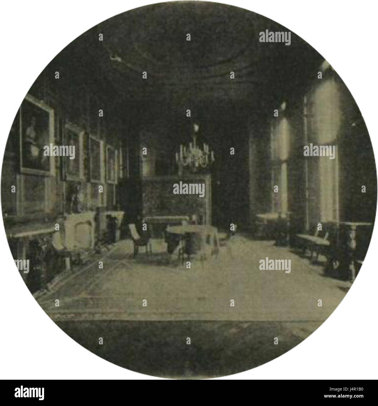 A photograph from 1907 depicting the dining room of Highcliffe Castle ...