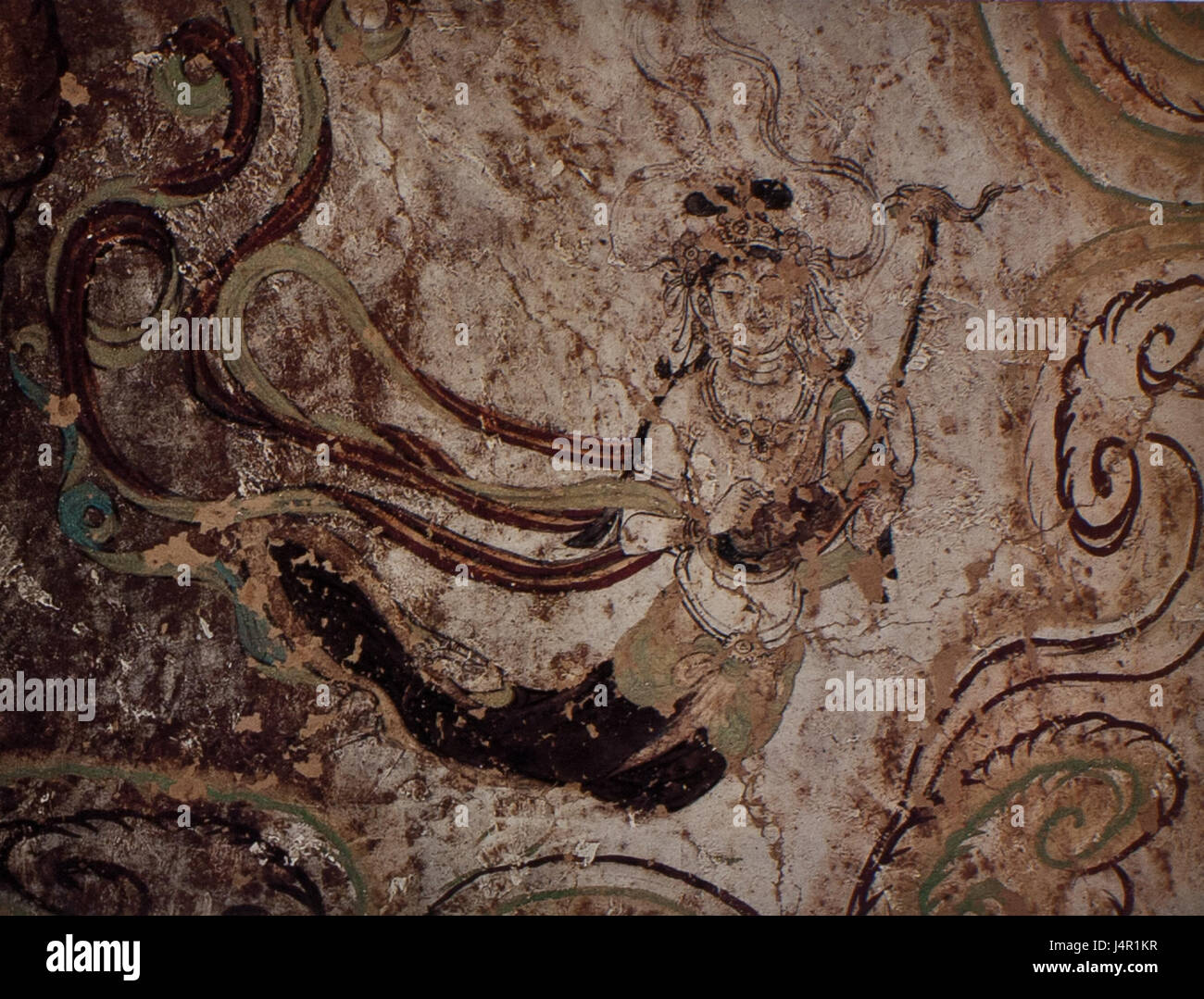 Yulin Cave 15 antechamber ceiling n heavenly musician (Tang Stock Photo ...