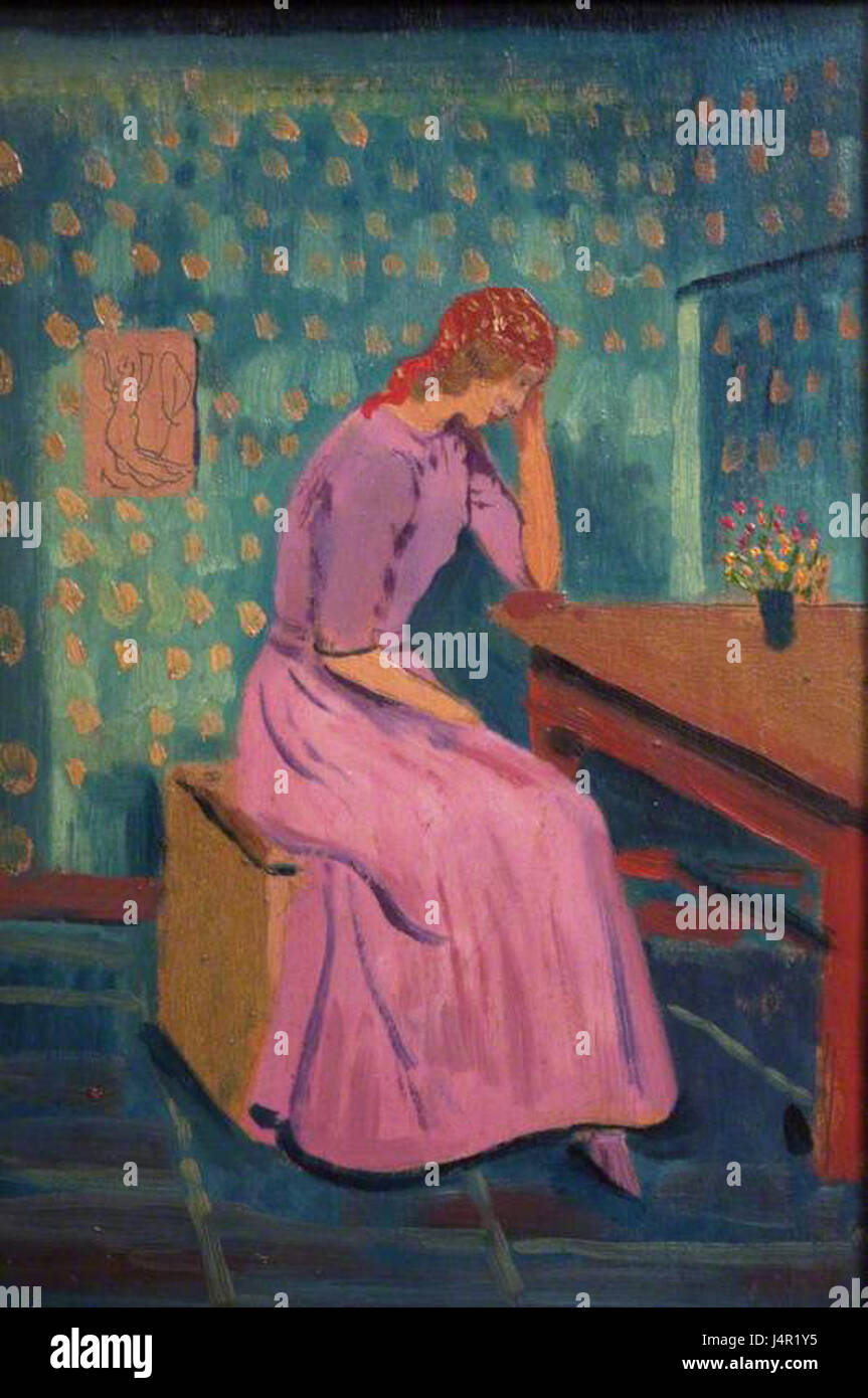 The Girl in the Cottage c, 1911 James Dickson Innes Stock Photo - Alamy