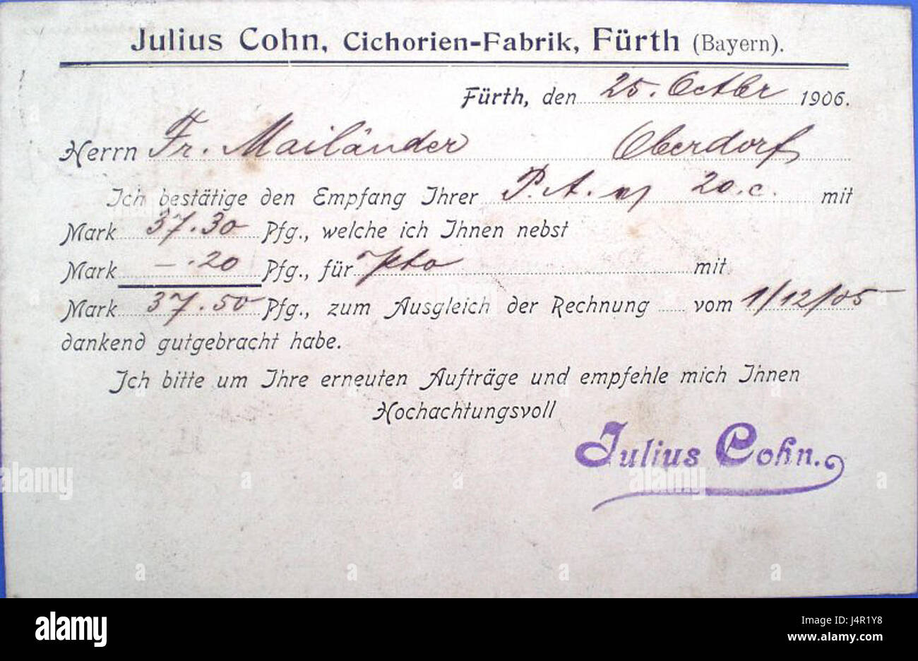 Zichorienfabrik Julius Cohn refers to a factory related to the ...