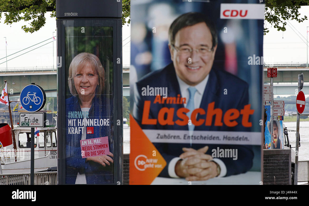Cologne, Germany. 11th May, 2017. Election campaign posters of the CDU ...
