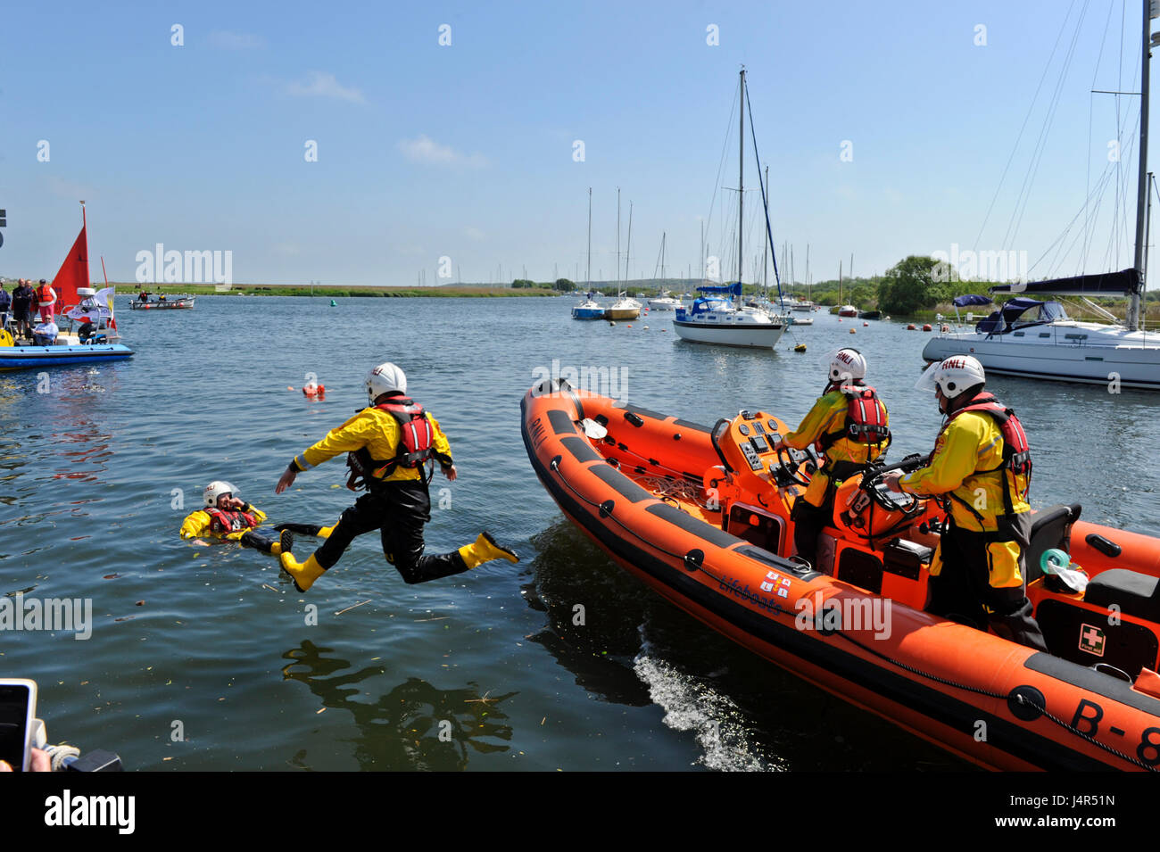 Christchurch, Dorset, UK. 13th May, 2017. RNLI man overboard rescue ...