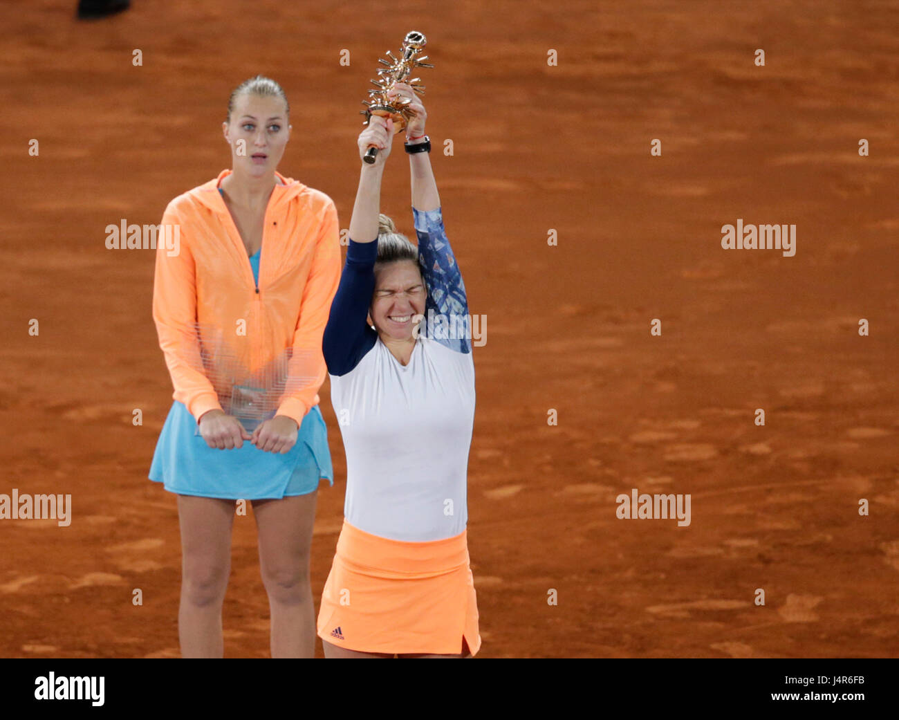 Kristina Mladenovic of France and Simona Halep of Romania celebrates ...