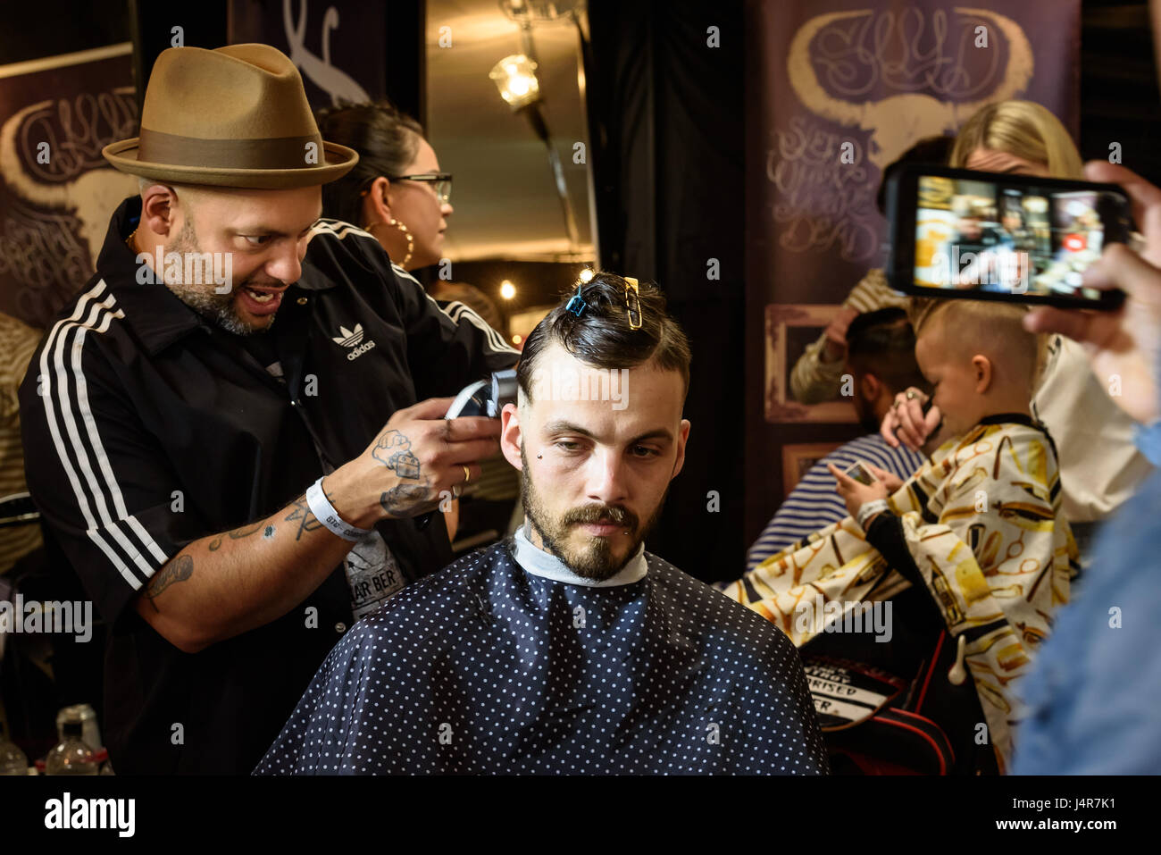 Hipster barbering at the 10th Annual Brighton Tattoo Convention, The ...