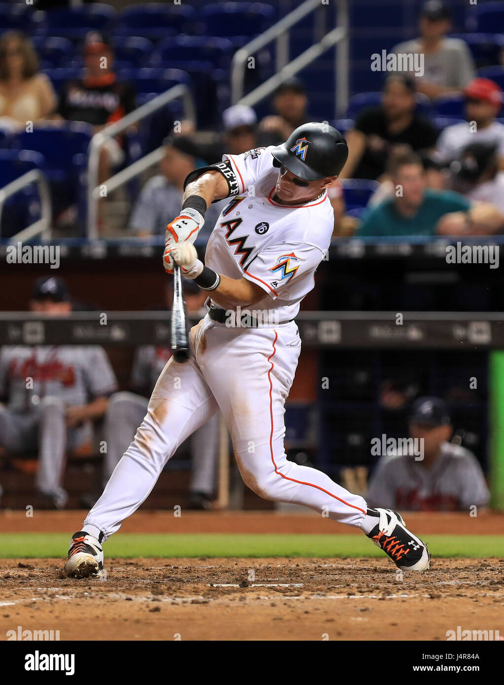 Miami, Florida, USA. 12th May, 2017. Miami Marlins third baseman Derek ...