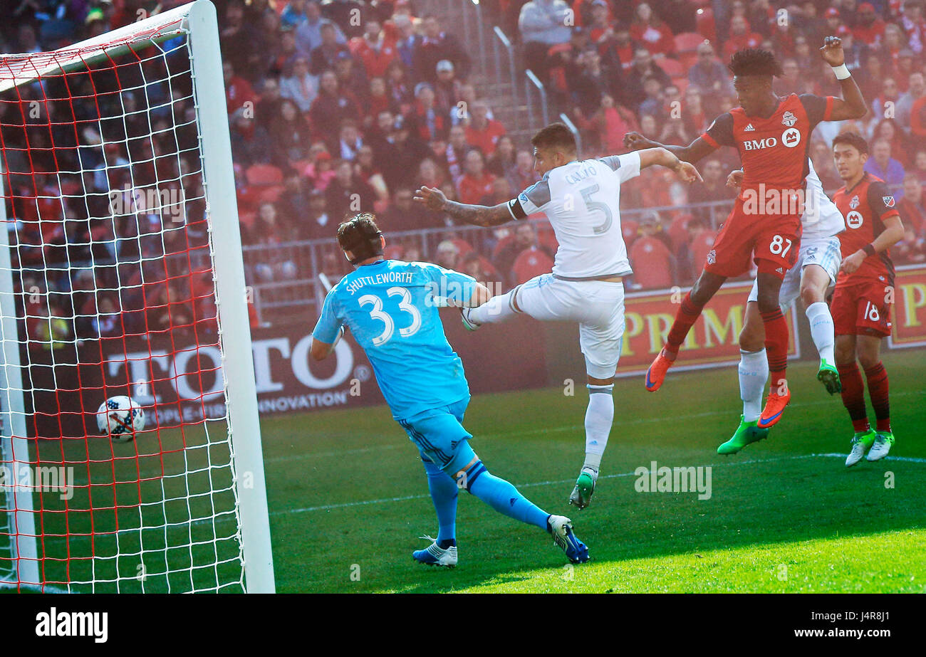Toronto, Canada. 13th May, 2017. Tosaint Ricketts (3rd L) of Toronto FC ...