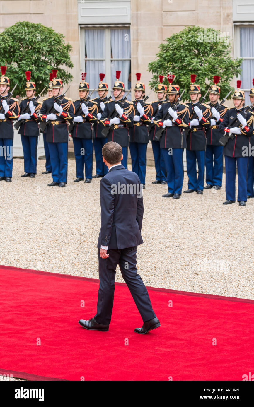Paris, France. 14th May, 2017. Emmanuel Macron inauguration as france's ...