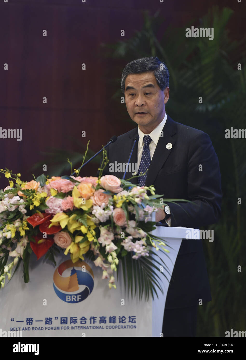 Beijing, China. 14th May, 2017. Leung Chun-ying, chief executive of ...