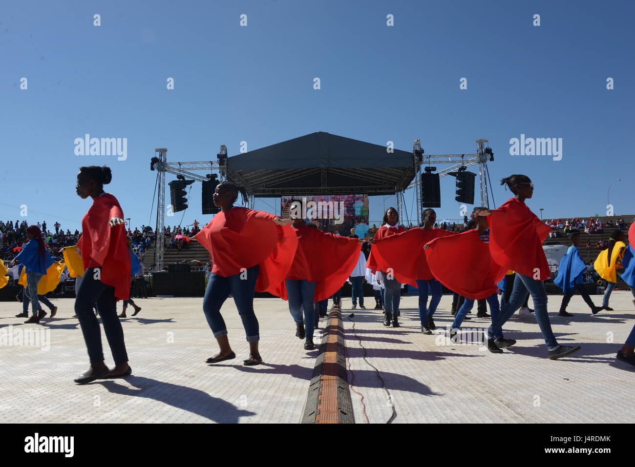 Windhoek, Namibia. 14th May, 2017. Children in colourful capes form the ...