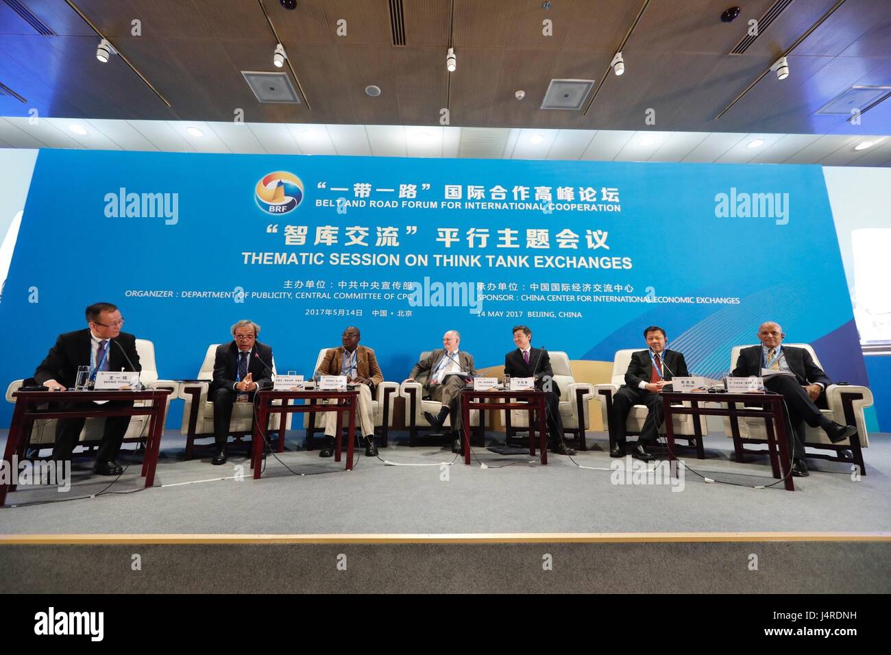 Beijing, China. 14th May, 2017. Guests attend the Thematic Session on ...