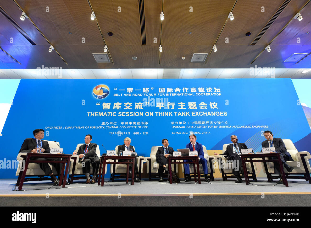 Beijing, China. 14th May, 2017. Guests attend the Thematic Session on ...