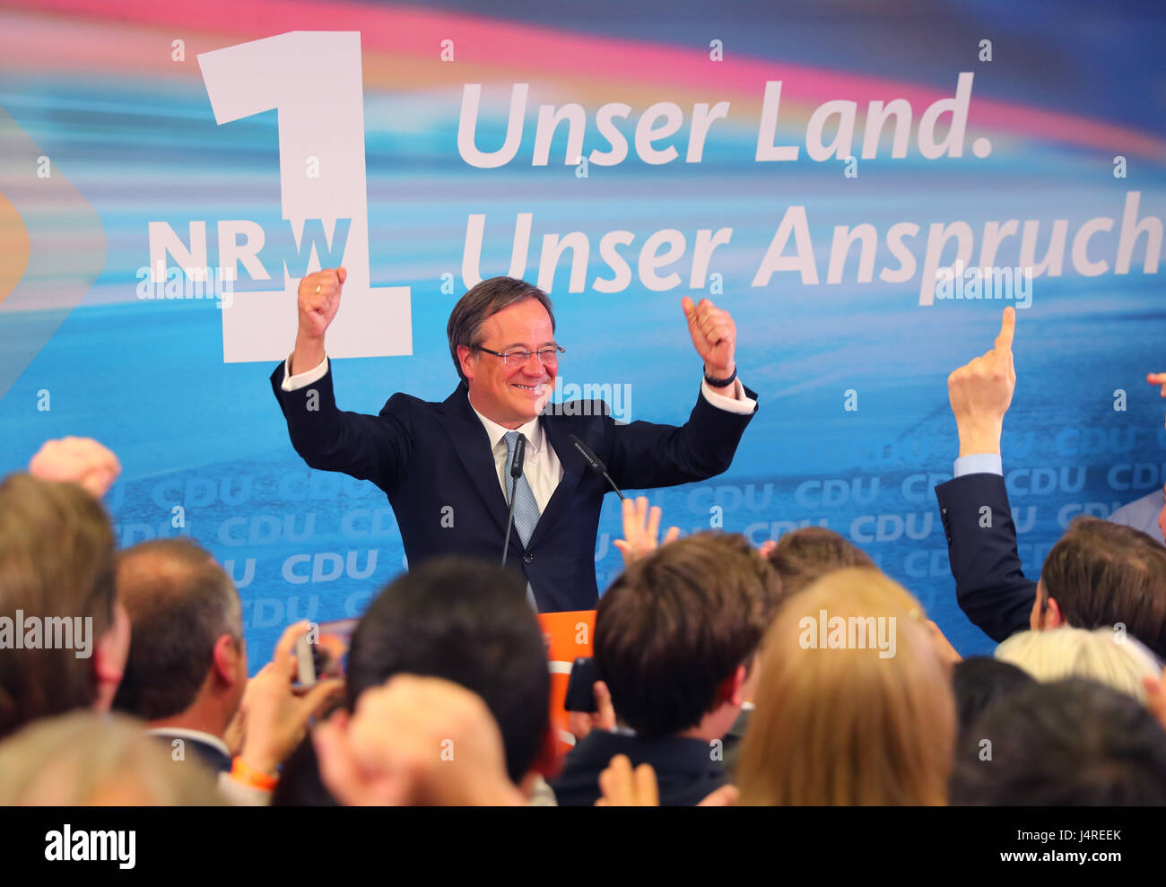 Duesseldorf, Germany. 14th May, 2017. CDU prime candidate Armin Laschet ...
