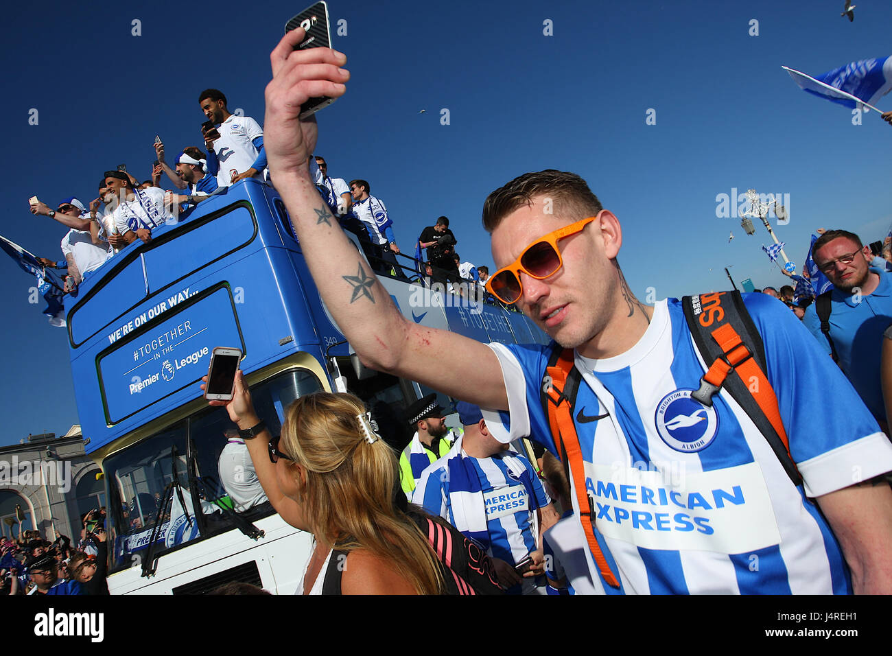 Blue white flag football club supporters hi-res stock photography and ...