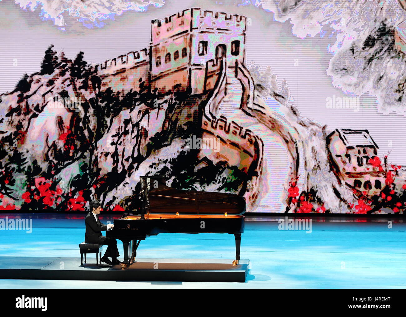 Beijing, Beijing, China. 14th May, 2017. A pianist performs during the ...