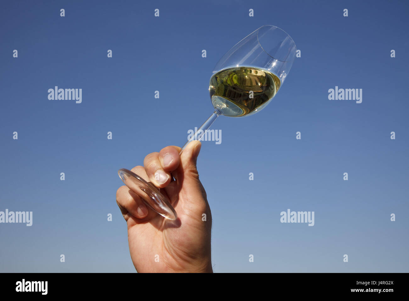 White wine, wineglass, hand Stock Photo - Alamy