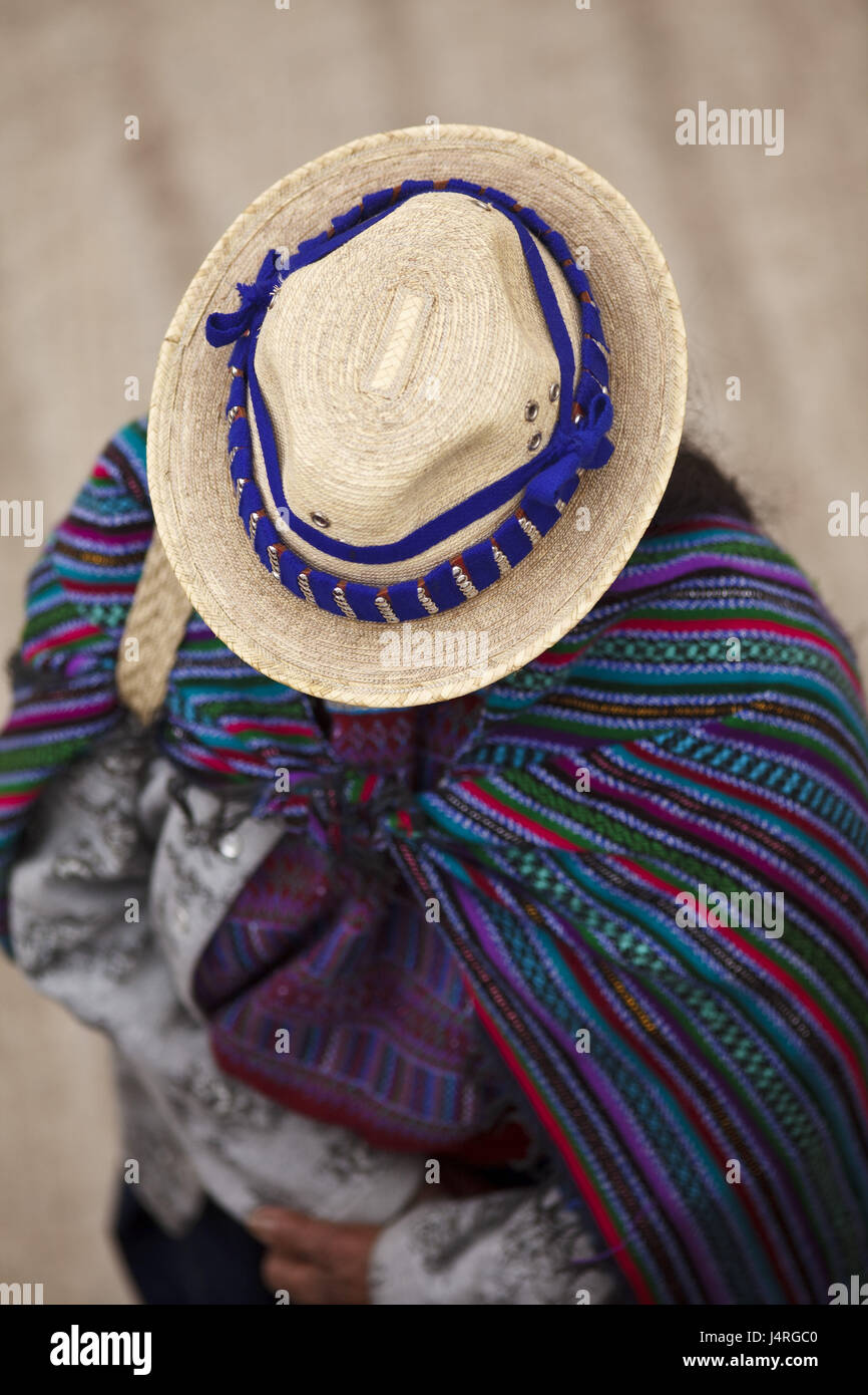 Guatemala, Todos Santos Cuchumatan, market, woman, straw hat, detail ...