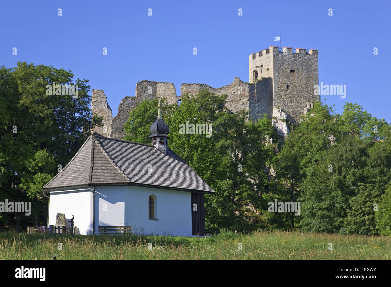 Germany, Bavaria, the Bavarian Forest, white stone with rain, castle ...