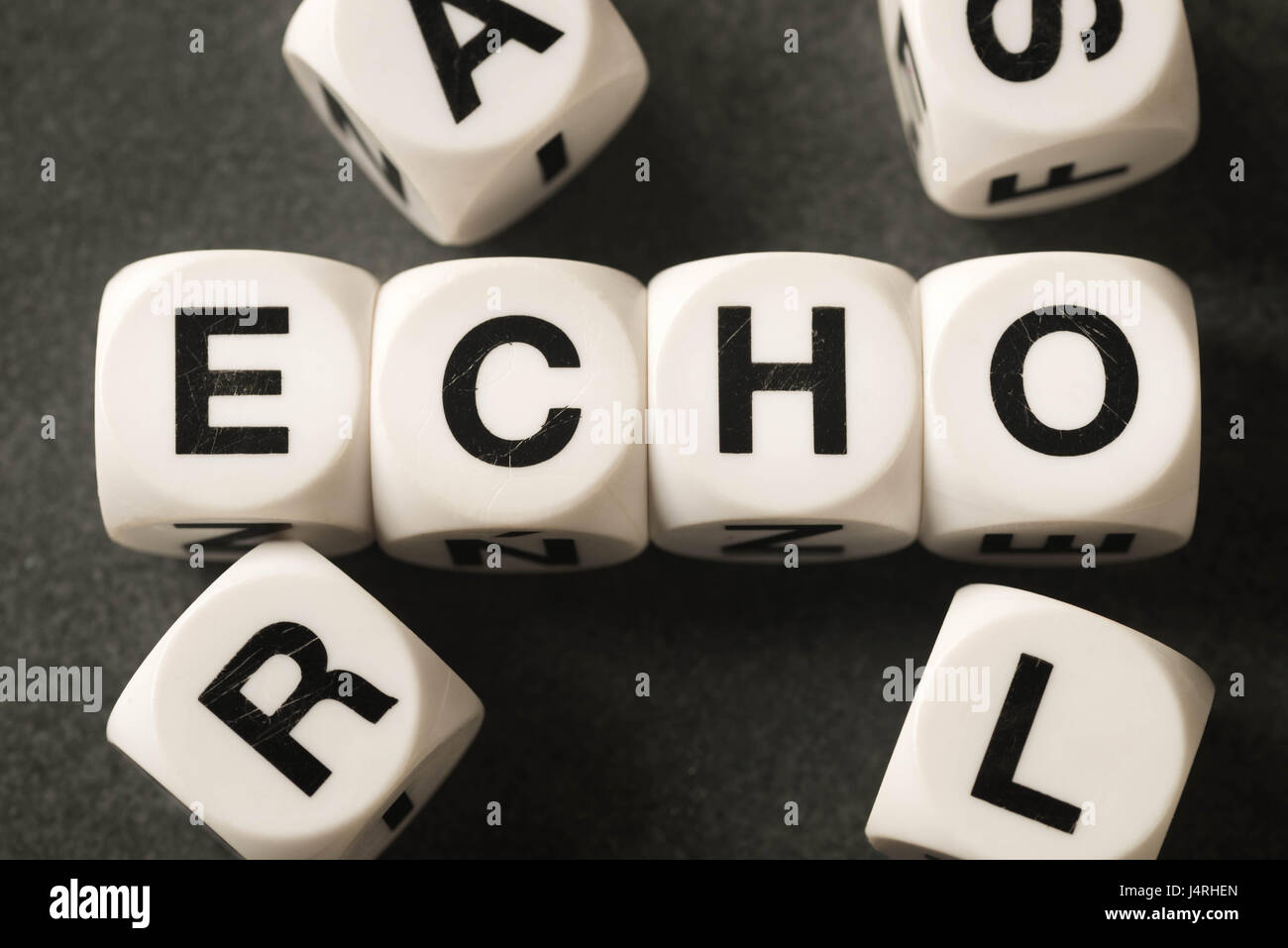 word echo on white toy cubes Stock Photo - Alamy