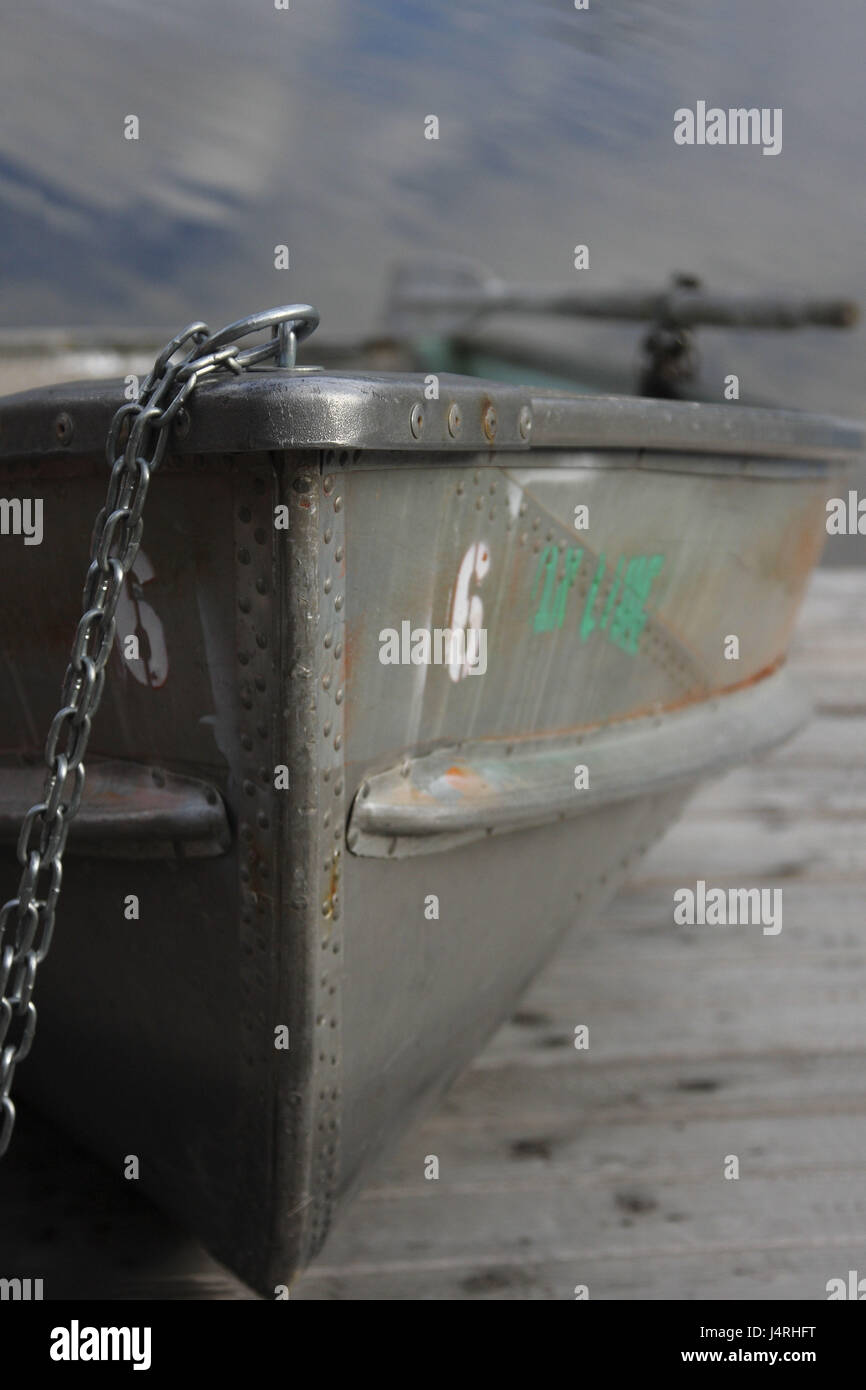 Oar boot, detail, bug, head-on, landing stage, depth of field course ...