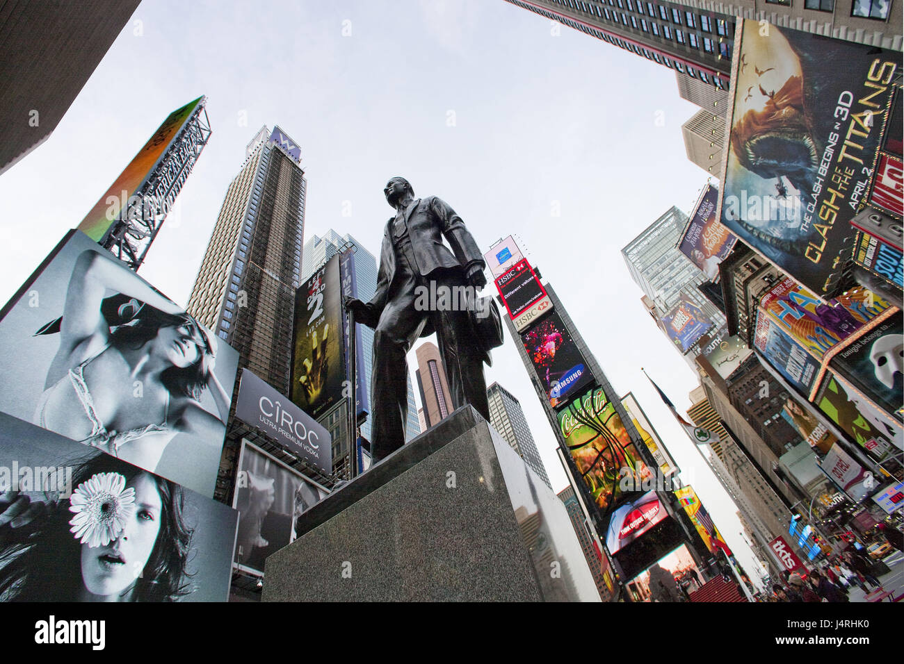 The USA, New York city, Broadway, Times Square, high rises, statue ...