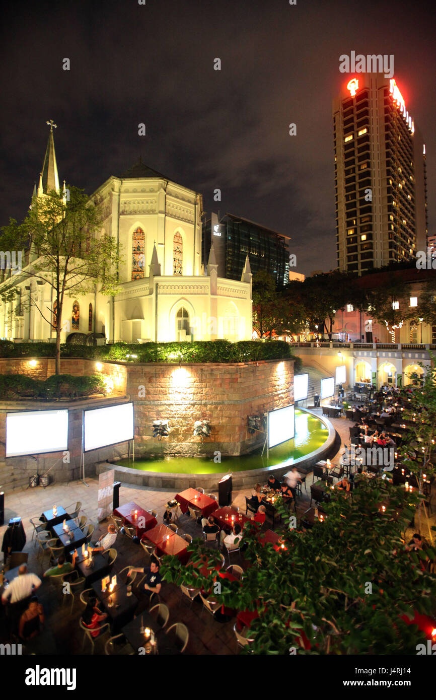 Singapore, island, town, skyline, centre, convention, Chijmes, church ...