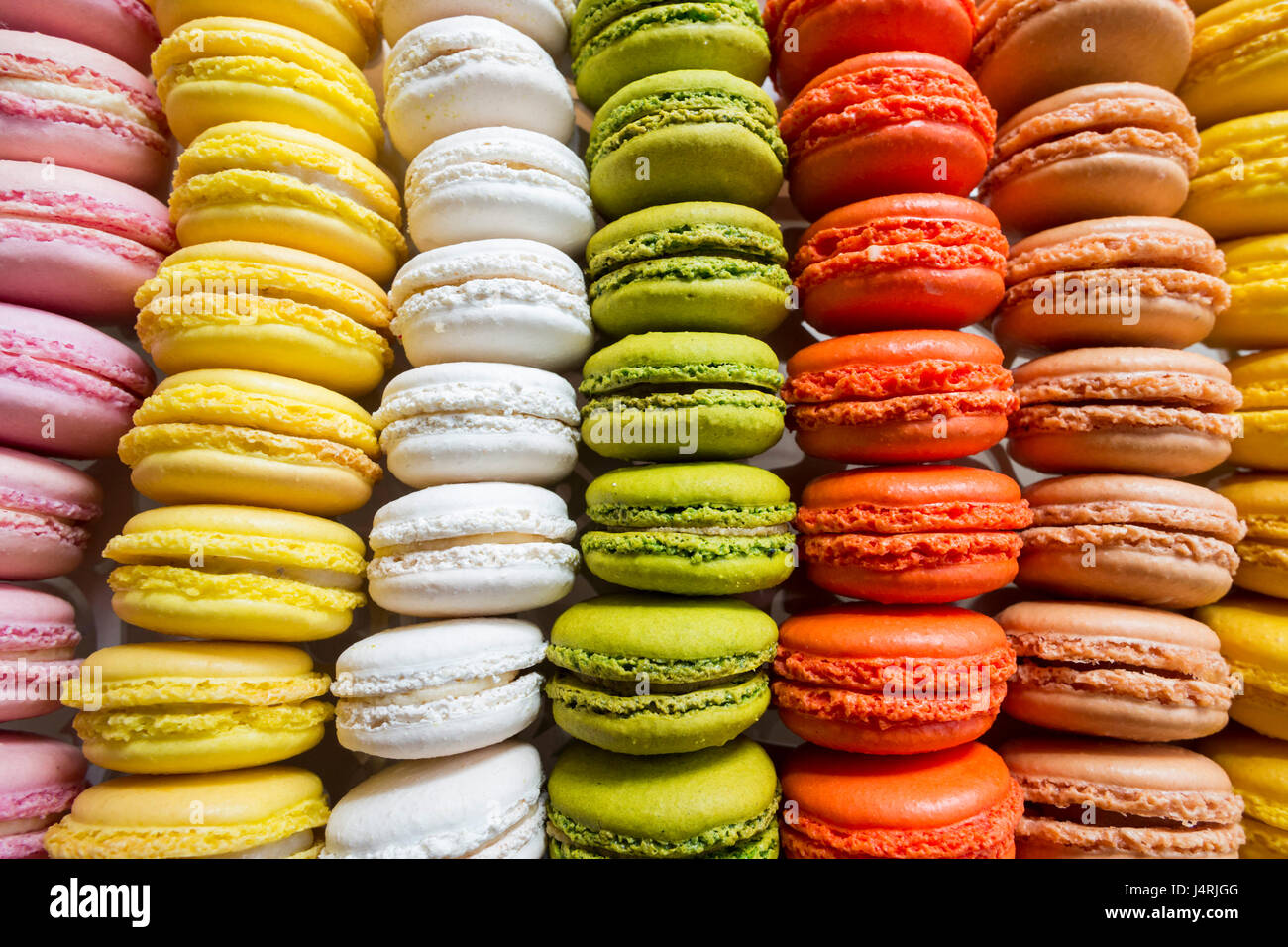 Rows of colourful macarons Stock Photo - Alamy