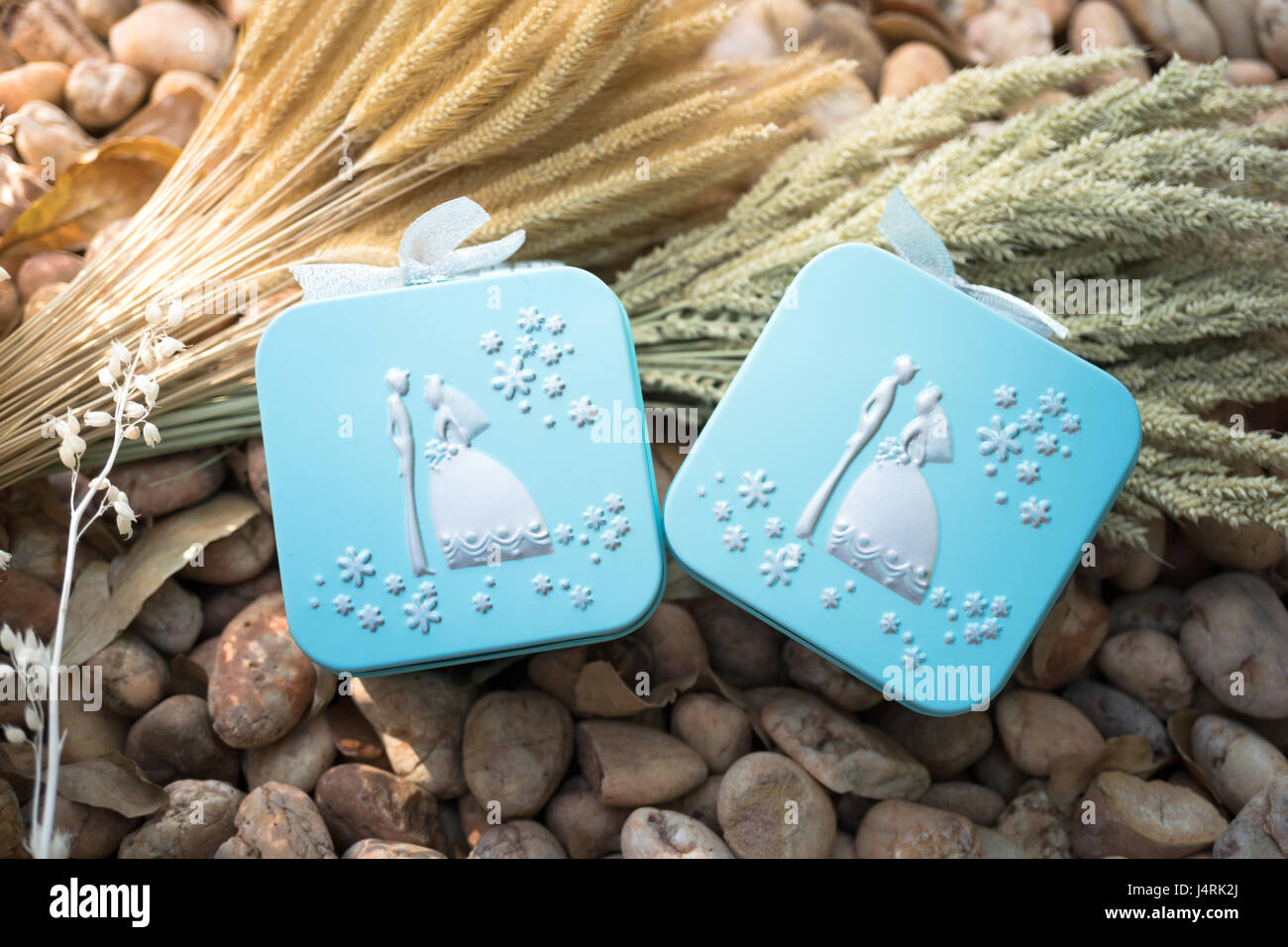 Blue gift boxes for wedding and love concept Stock Photo - Alamy