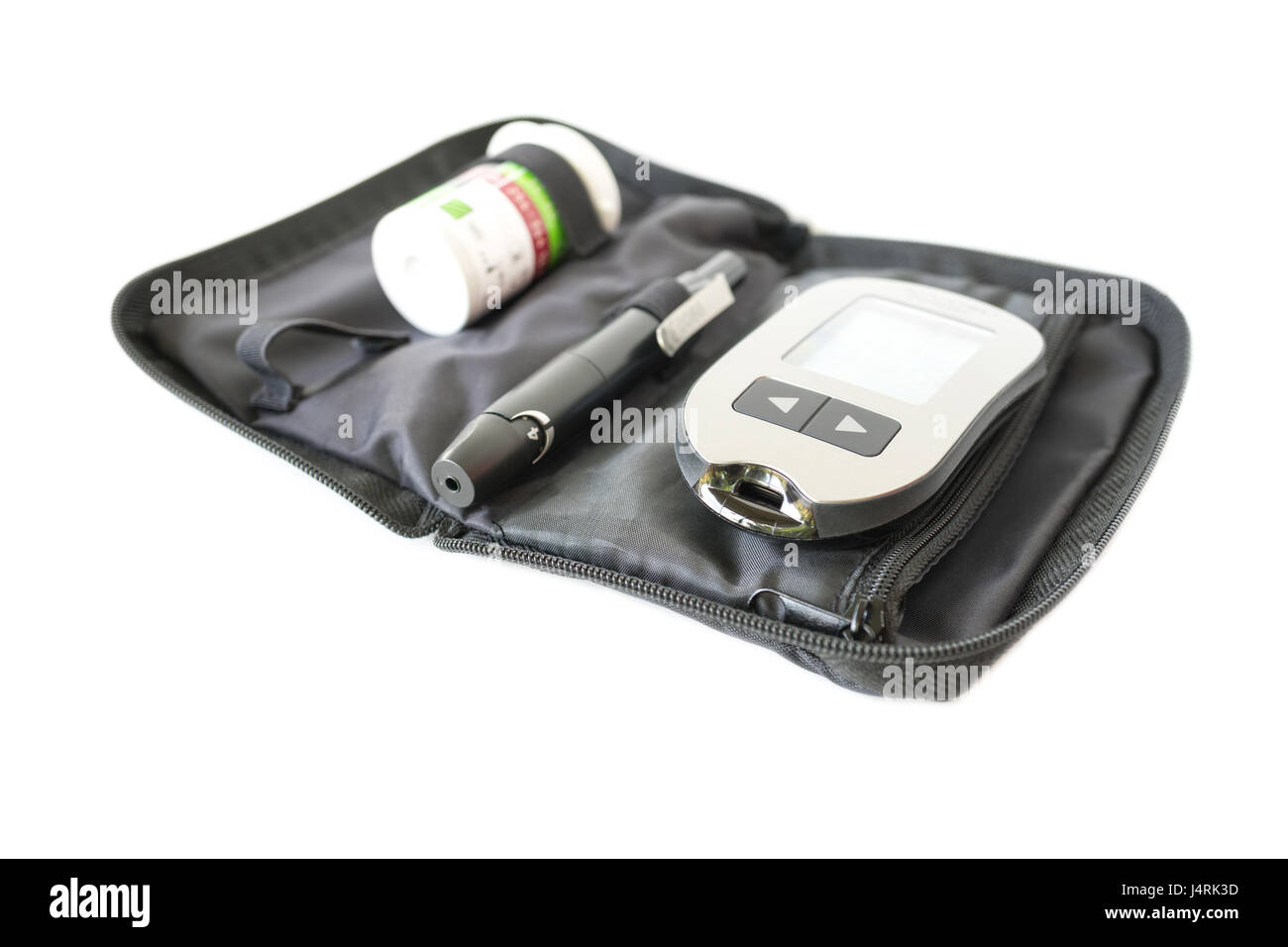 Diabetic blood test kit in black case with clipping path Stock Photo ...