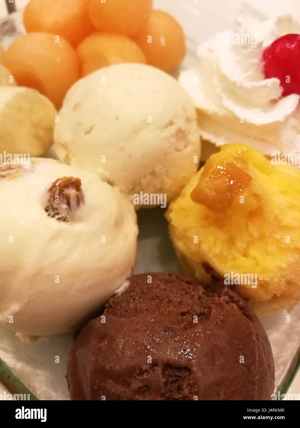 Scoops of ice cream - assorted flavors Stock Photo - Alamy