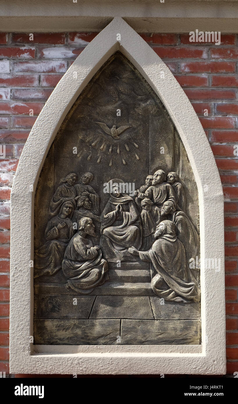 Pentecost, Descent of the Holy Spirit, the outer wall of the cathedral ...