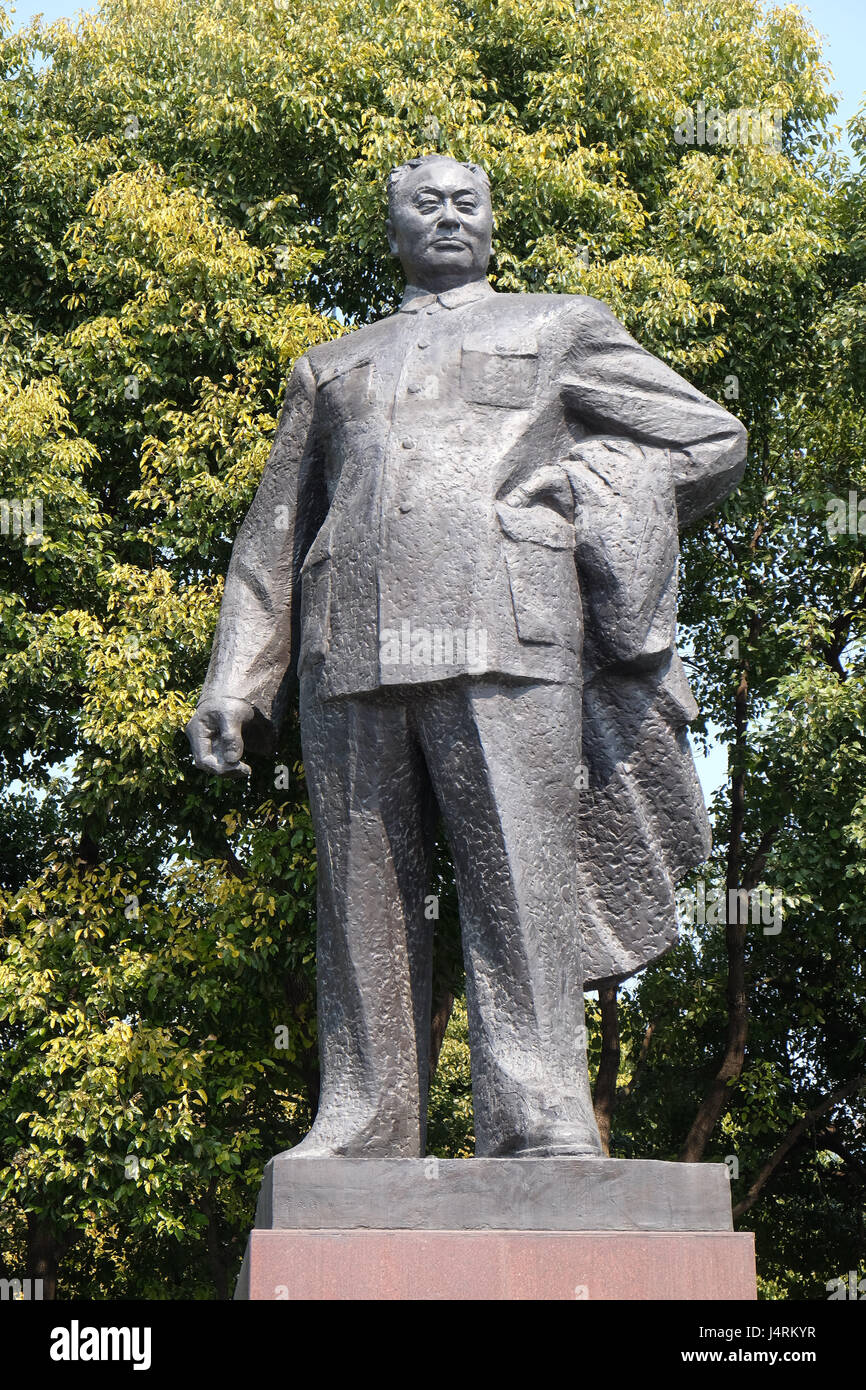 Statue of Chen Yi, first mayor of Shanghai on the Bund in Shanghai ...