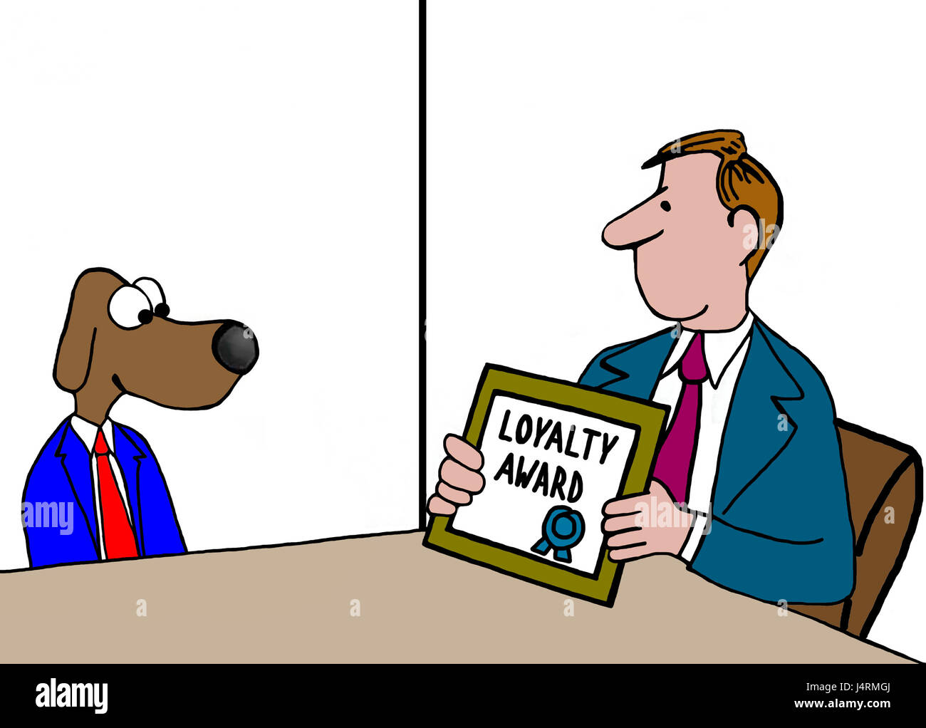 Business cartoon illustration about receiving a loyalty award Stock ...