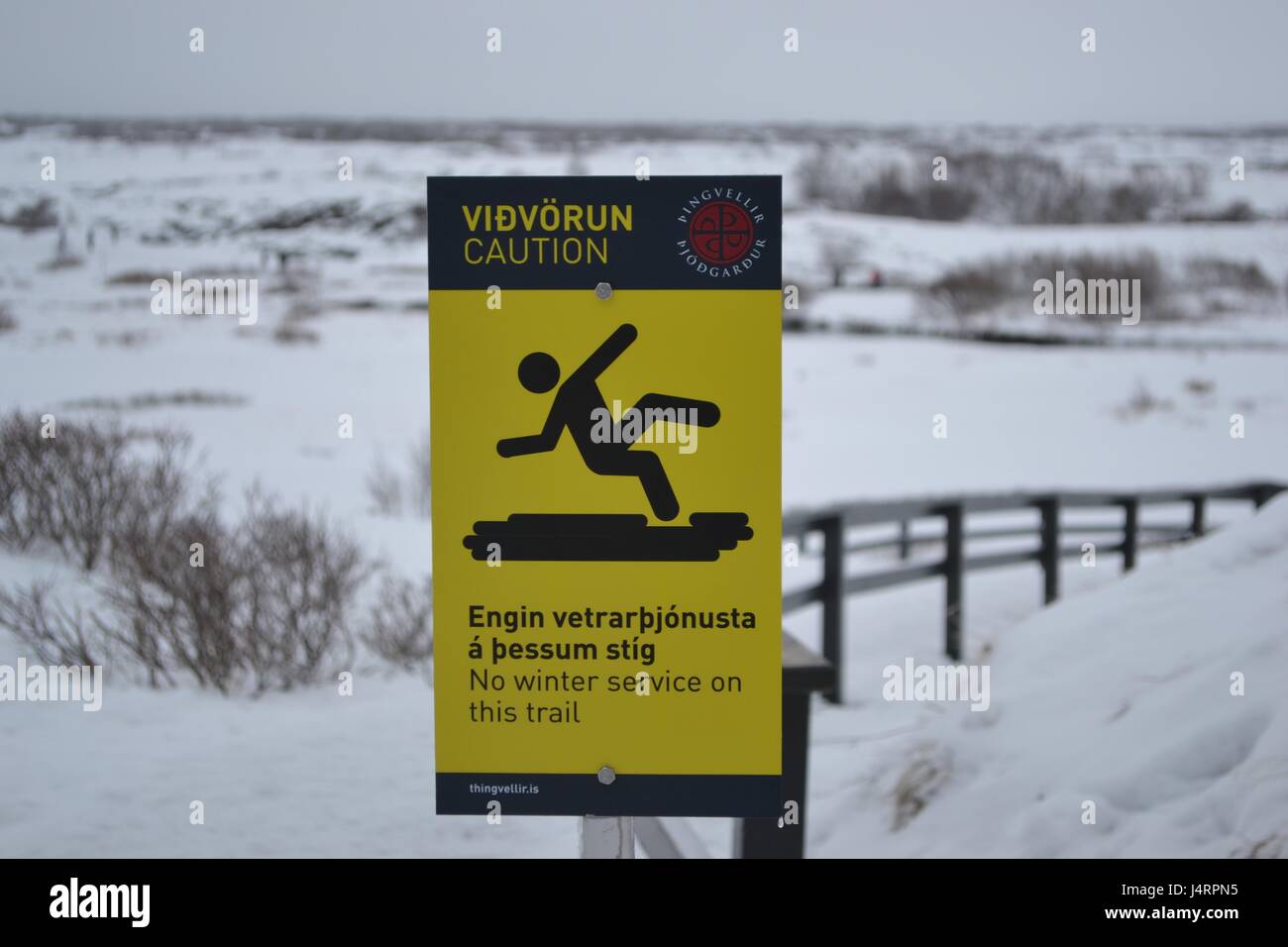 Pingvellir no slip sign Stock Photo - Alamy