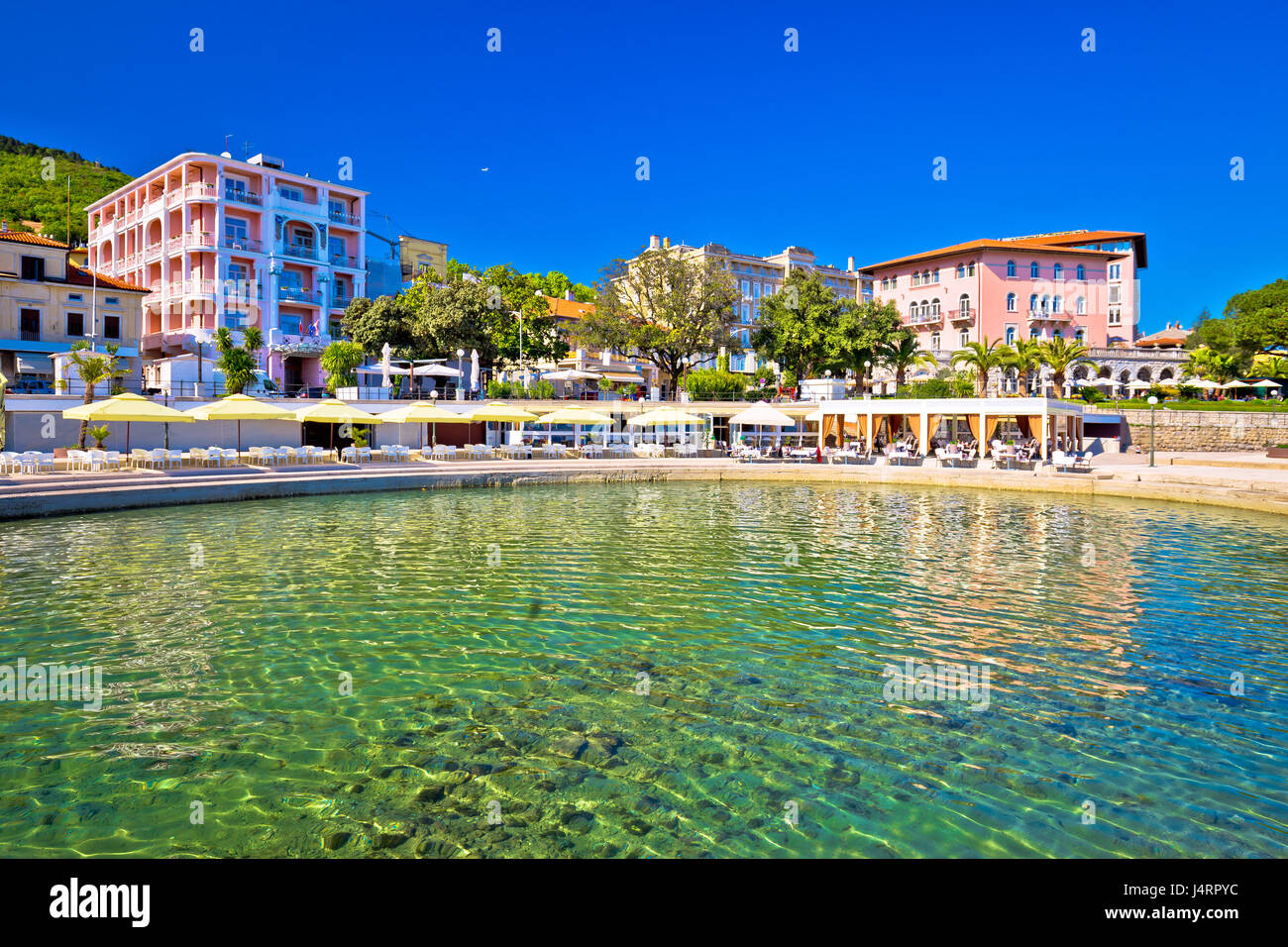 Adriatic town of Opatija beach and waterfront view, Kvarner bay ...