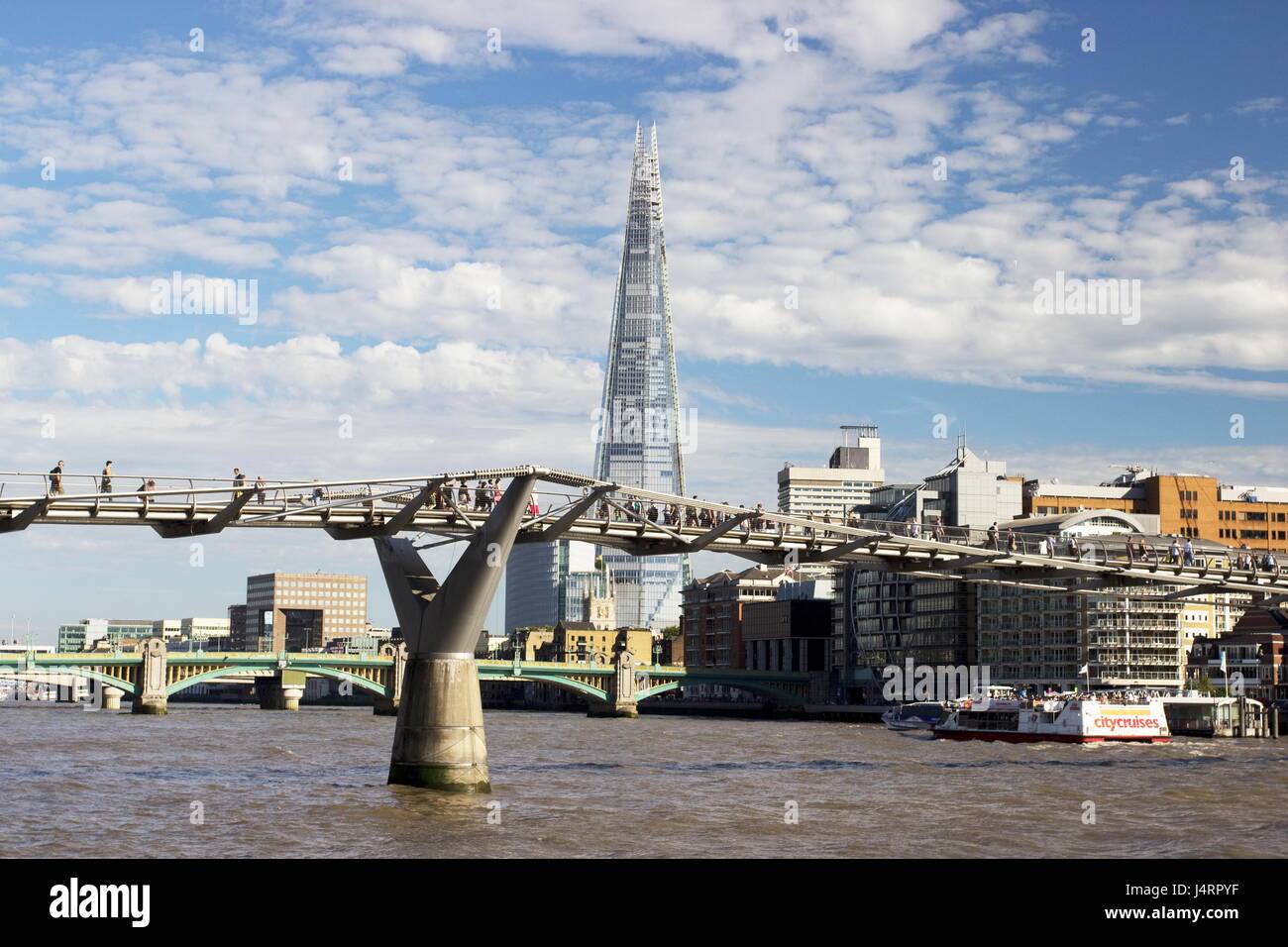 The Millennium Bridge off the Thames Embankment is a steel suspension ...