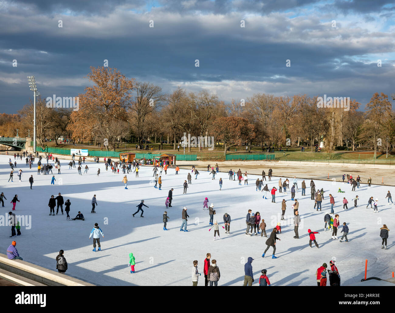 People having fun on ice rink. Budapest Hungary, Eastern Europe Stock ...
