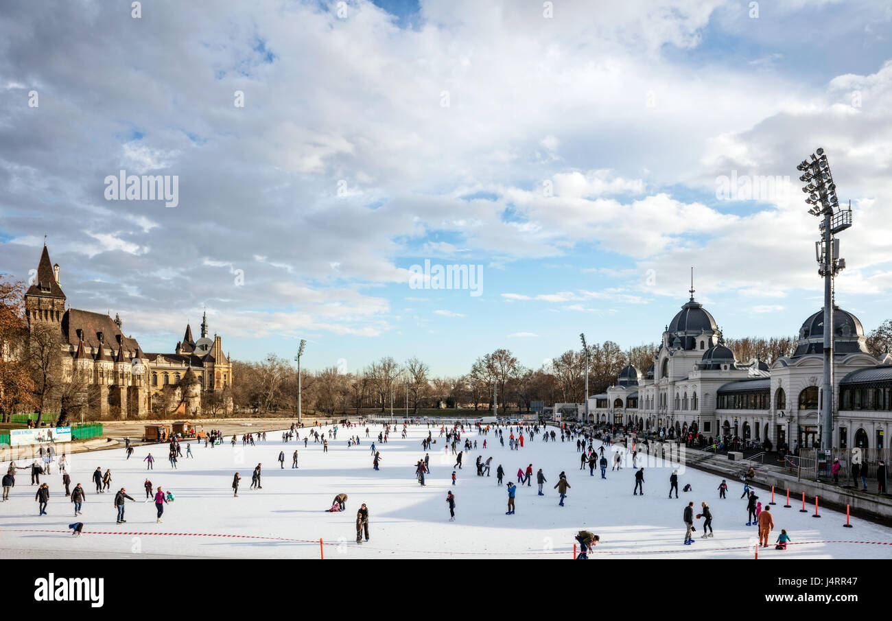 People having fun on ice rink. Budapest Hungary, Eastern Europe Stock ...