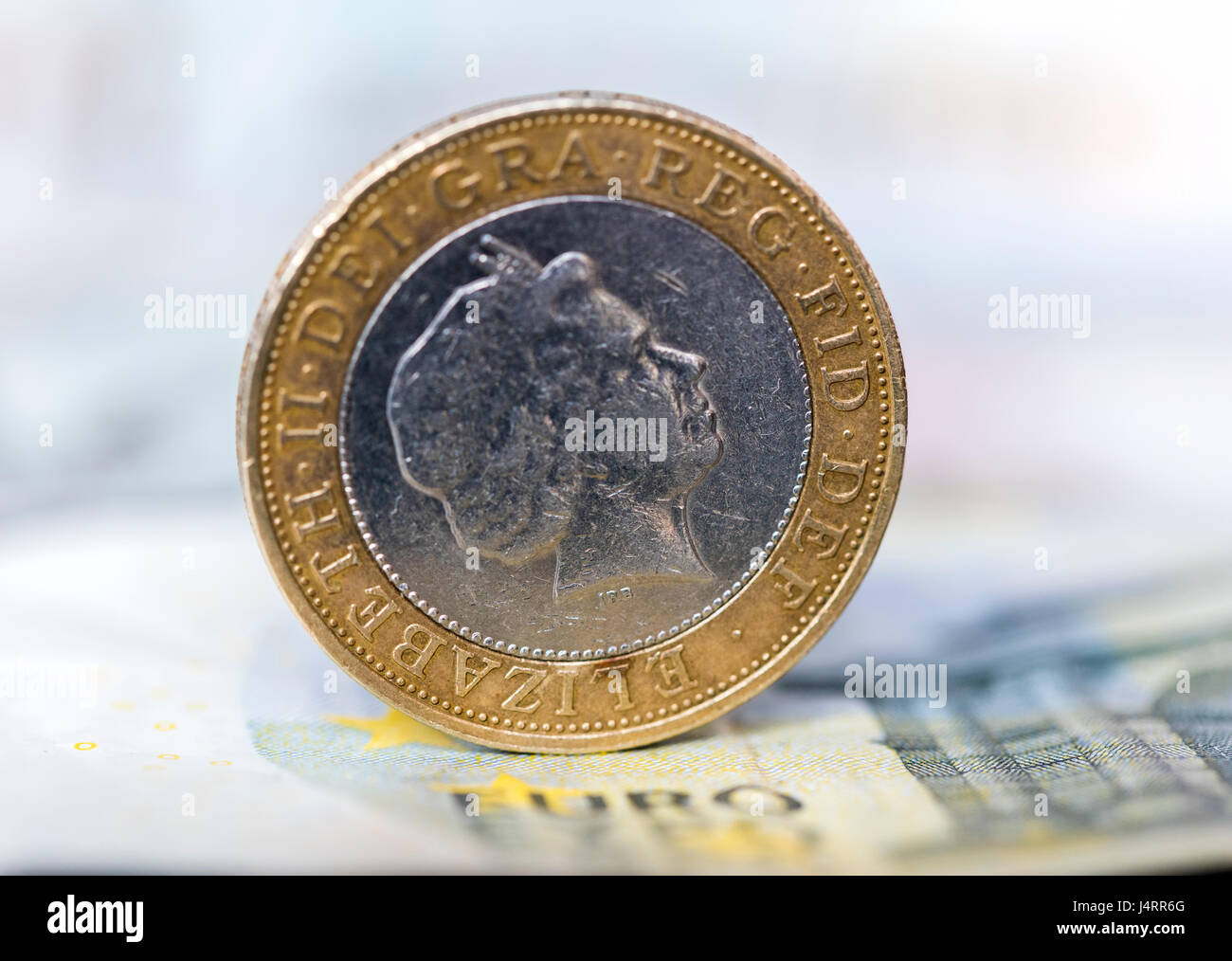 British pound on euro banknote Stock Photo - Alamy
