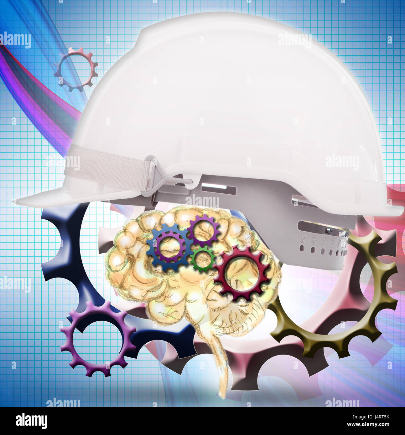 conceptaul of white safety helmet cover brain gear inside use for ...